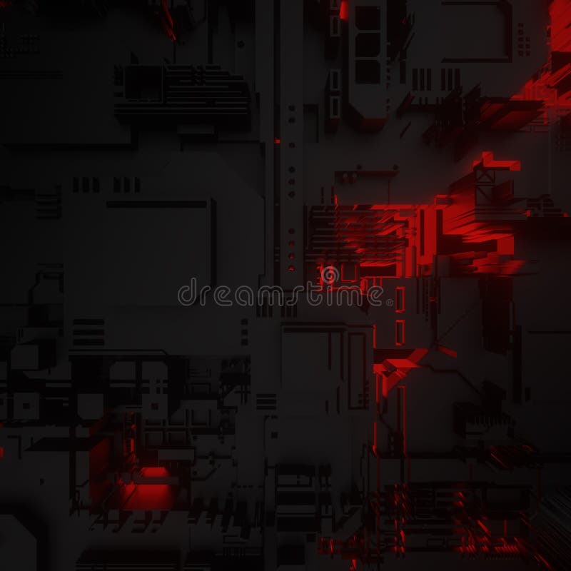 Abstract Futuristic Cyberpunk Wall Texture Backlit with Red Glowing ...