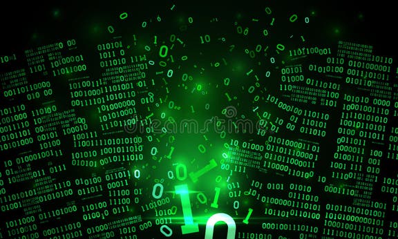 Abstract Futuristic Cyberspace Hacked Binary Data Matrix Background Broken Falling Binary Code