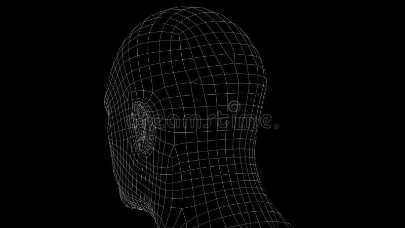 Abstract Futuristic 3d Render Human Head Mesh Rotating. Concept Digital ...