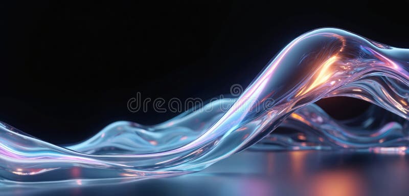 Abstract, Futuristic 3D Rendering of a Liquid Wave with Chromatic ...