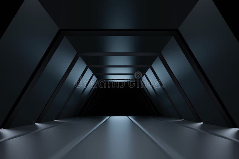 Abstract Futuristic Dark Interior Design with Blue Light, Future Modern ...