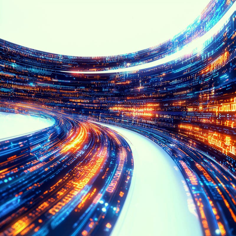 Abstract Futuristic Data Stream Digital Technology Concept Isolated on ...