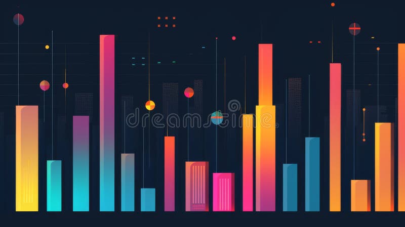 Abstract Futuristic Data Visualization with Colorful Bar Charts Stock Image - Image of analytics ...
