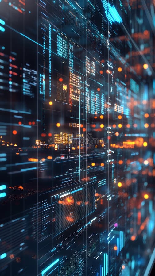 Abstract Futuristic Data Visuals in Digital Cyber Environment Stock ...