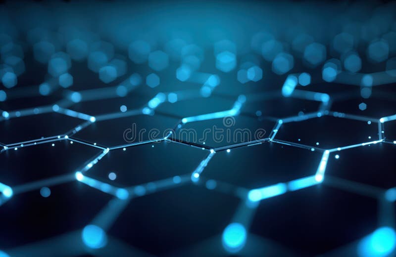 Abstract Futuristic Design. Blue Hexagon Shapes Form Network Pattern ...