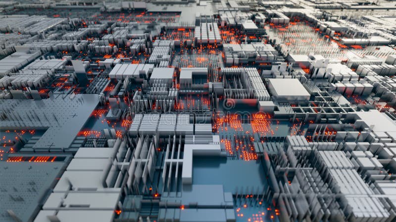 Abstract Futuristic Design. Tech Wall with Red Bright Elements Stock ...