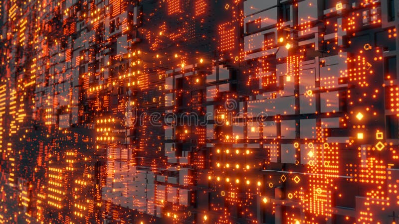 Abstract Futuristic Design. Tech Wall with Red Bright Elements Stock ...