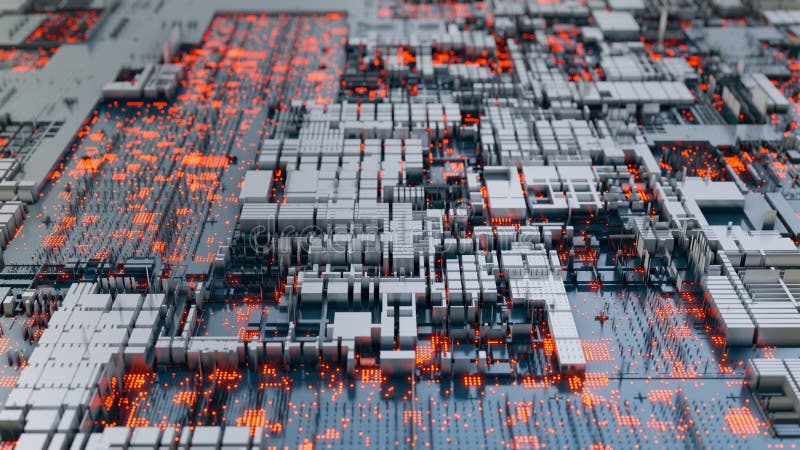 Abstract Futuristic Design. Tech Wall with Red Bright Elements Stock ...