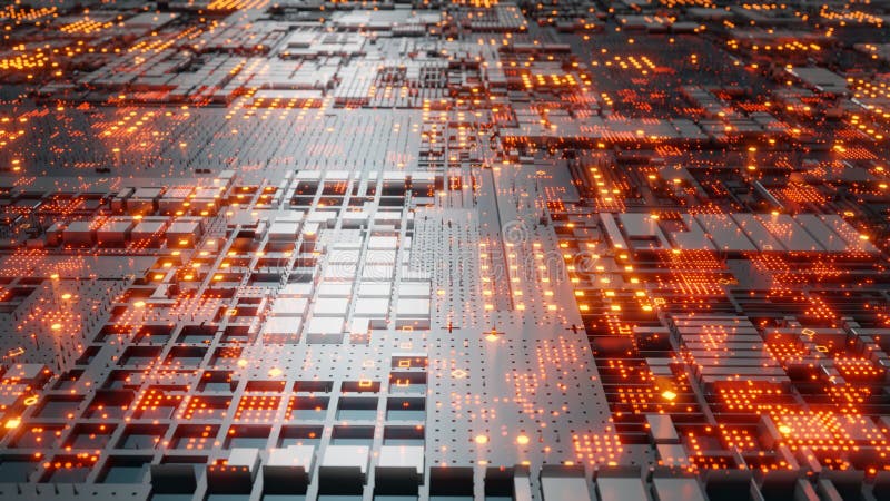 Abstract Futuristic Design. Tech Wall with Red Bright Elements Stock ...