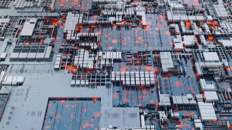 Abstract Futuristic Design. Tech Wall with Red Bright Elements Stock ...