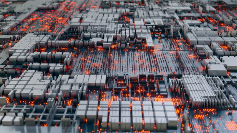 Abstract Futuristic Design. Tech Wall with Red Bright Elements Stock ...