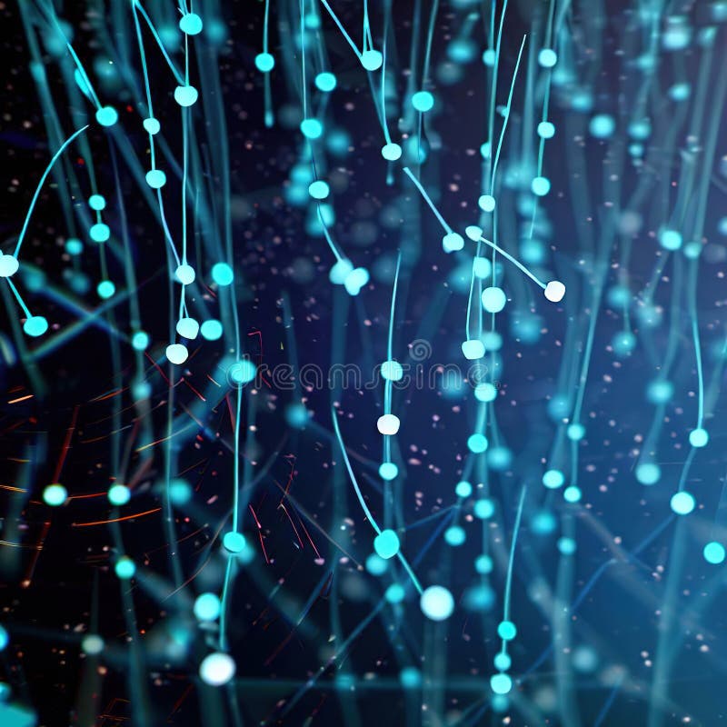 Abstract Futuristic Digital Big Data Landscape Particles with ...