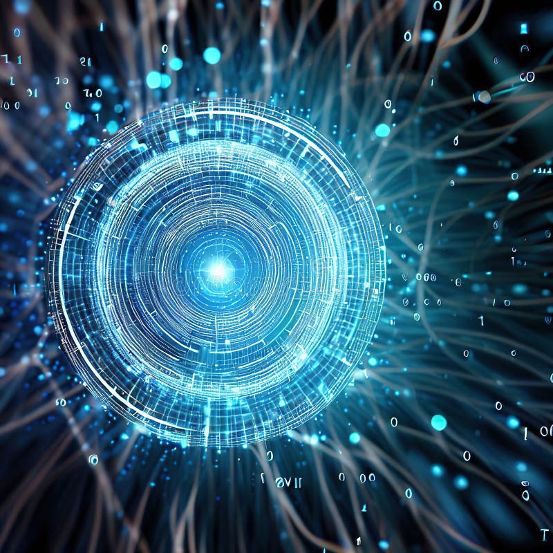 Abstract Futuristic Digital Big Data Landscape Particles with ...