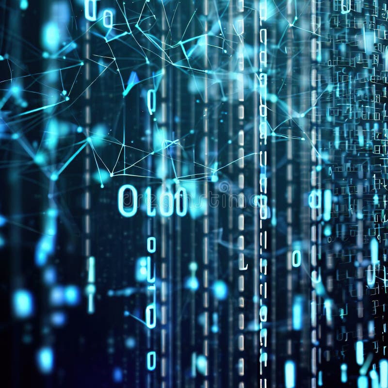 Abstract Futuristic Digital Big Data Landscape Particles with ...