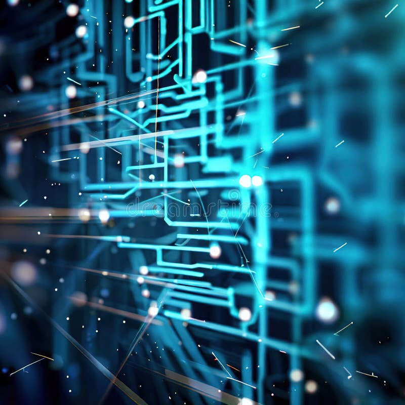 Abstract Futuristic Digital Big Data Landscape Particles with ...