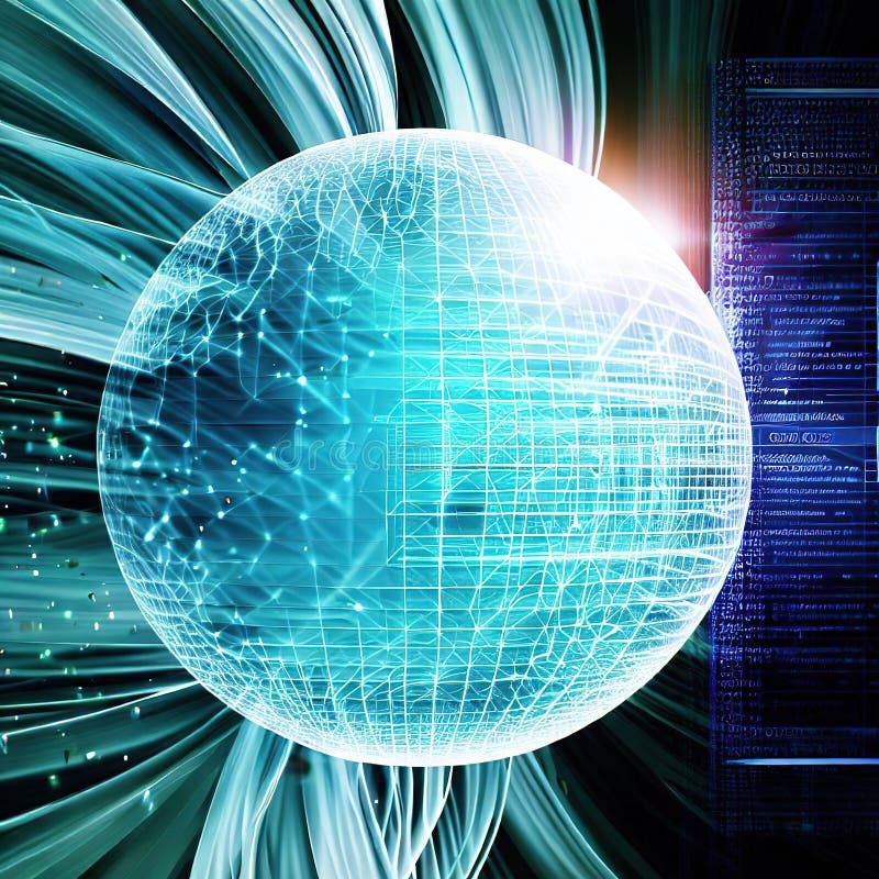 Abstract Futuristic Digital Big Data Landscape Particles with ...