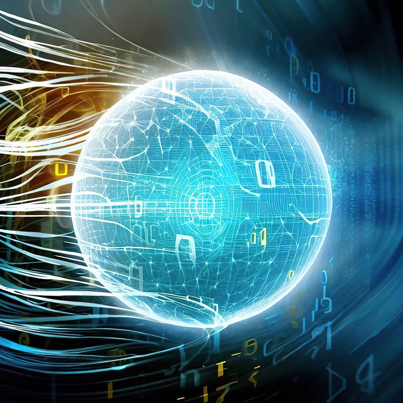 Abstract Futuristic Digital Big Data Landscape Particles with ...