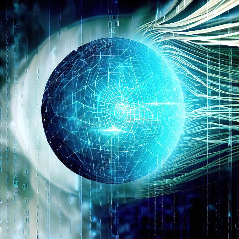 Abstract Futuristic Digital Big Data Landscape Particles with ...