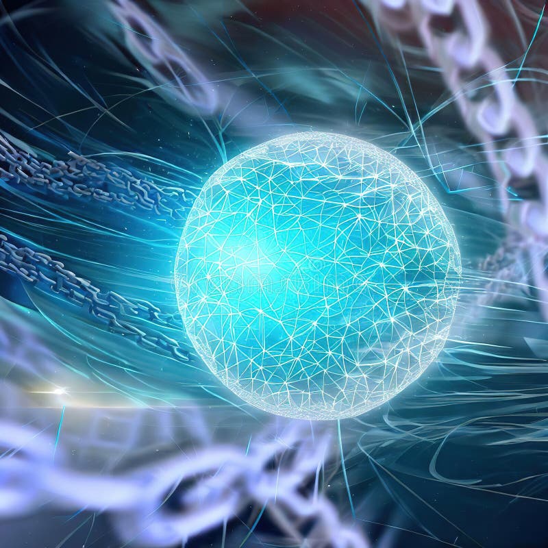 Abstract Futuristic Digital Big Data Landscape Particles with ...