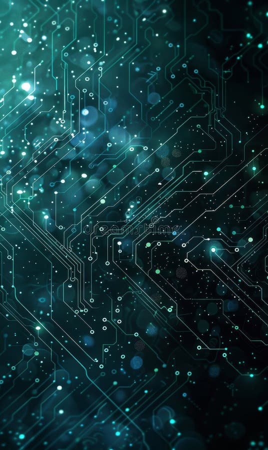 Abstract Futuristic Digital Circuit Background with Glowing Lights and ...