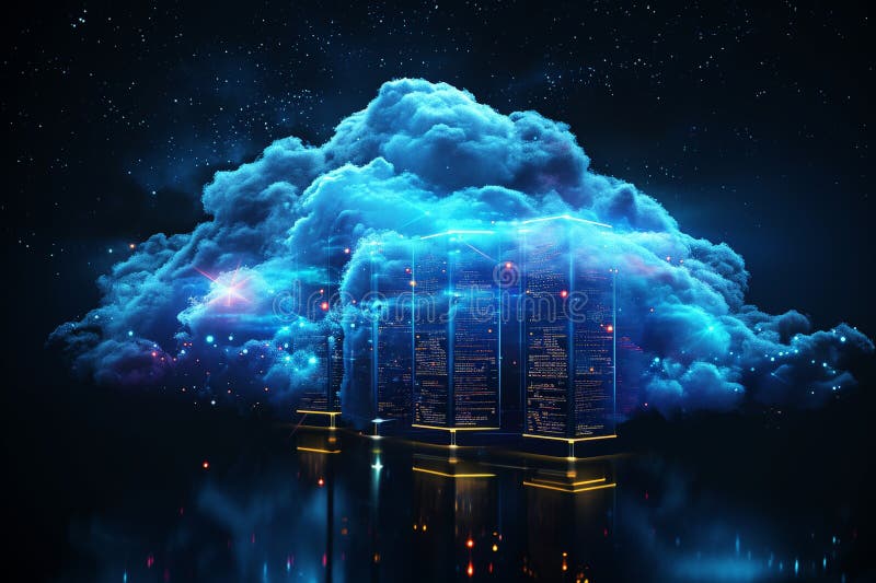 Abstract Futuristic Digital Cloud Data Server with Cloud Technology. AI ...