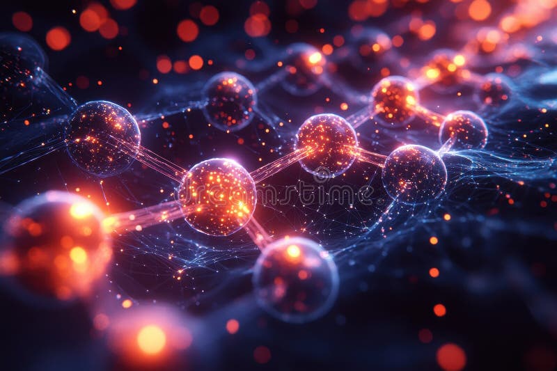 Abstract Futuristic Digital Connections with Transparent Nodes Stock ...