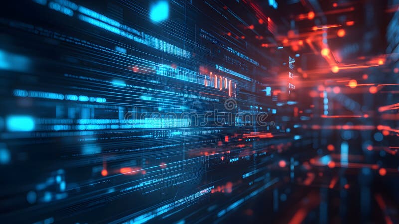 Abstract Futuristic Digital Data Streams Background Stock Illustration ...