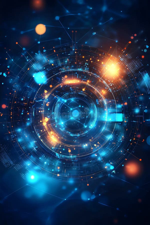Abstract Futuristic Digital Interface Background with Blue and Orange ...