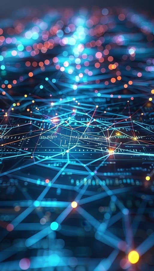 Abstract Futuristic Digital Landscape Depicting the Internet with ...