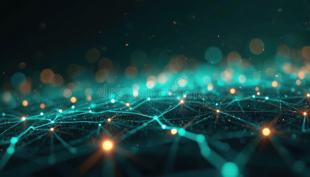 Abstract Futuristic Digital Tech Background. Network Connection Dots Lines, Data Flow Stock ...