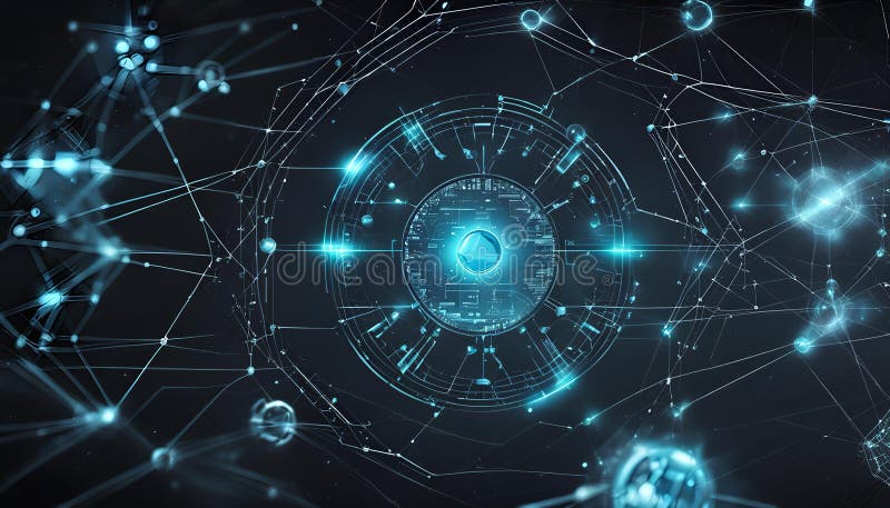 Abstract Futuristic Digital Technology and Technology in Dark Blue ...