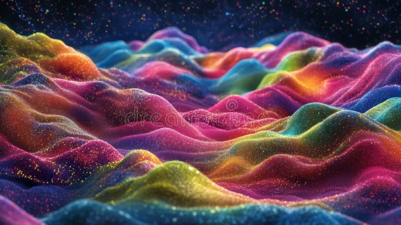 An Abstract, Futuristic Digital Wallpaper Featuring a Rainbow-colored ...