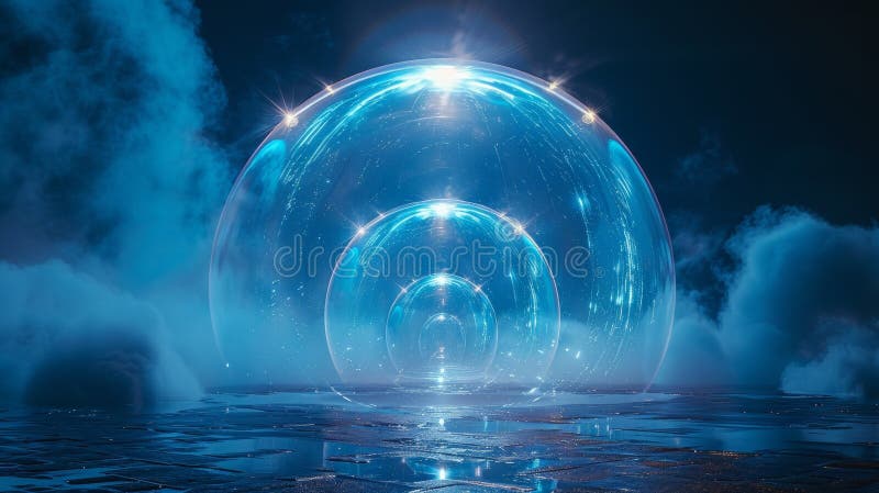 Abstract Futuristic Dome Light. Bubble Shield To Show Power. Element or ...