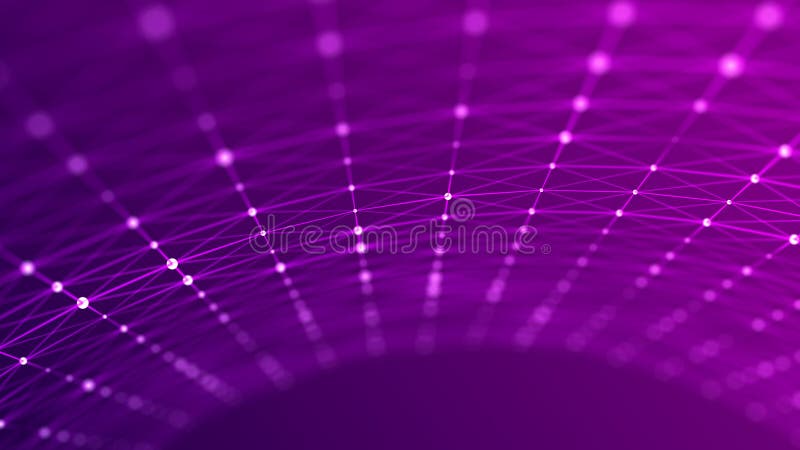 Abstract Futuristic Dynamic Background. Network Connection Structure with Dots and Lines. 3D ...
