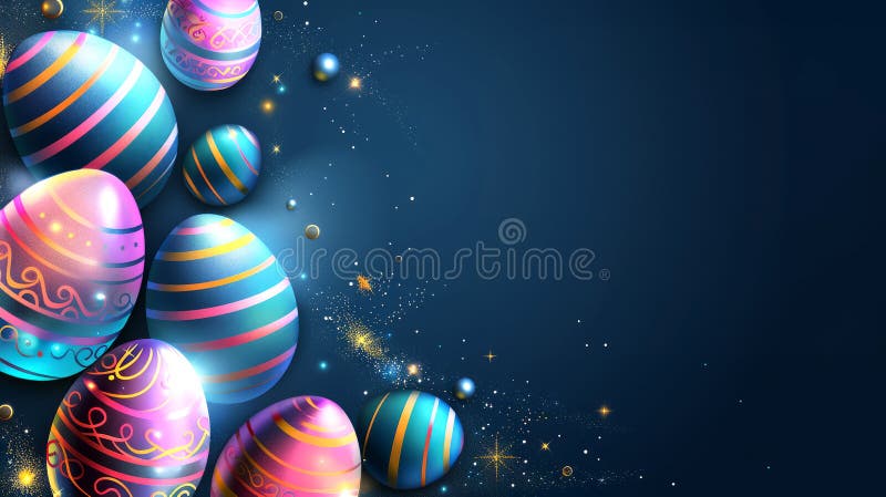 Abstract Futuristic Easter Egg Banner with Metallic Glow and Starry ...