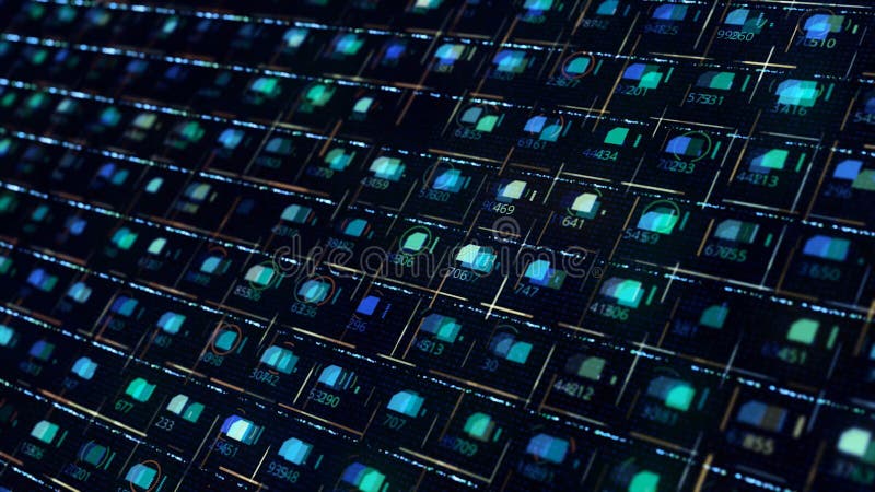 Abstract Futuristic Electronic Background with Flowing Micro Chips ...