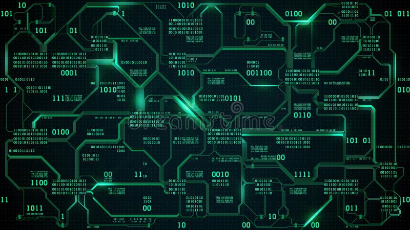 Abstract Futuristic Electronic Circuit Board with Binary Code, Neural Network and Big Data - an ...