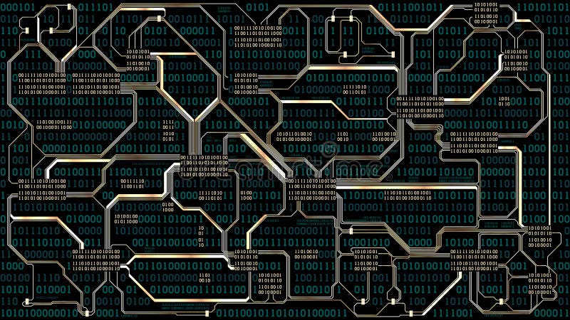 Abstract Futuristic Cyberspace with Binary Code, Matrix Background with Digits, Well Organized ...