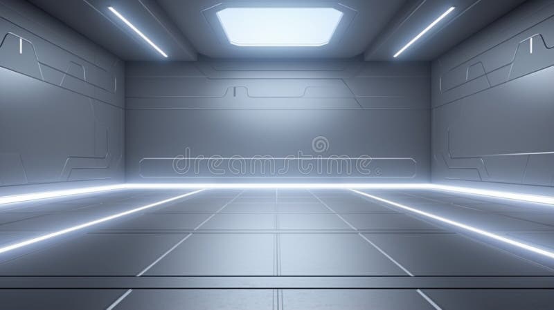 Abstract Futuristic Empty Floor and Room Sci-Fi Corridor with Light for ...
