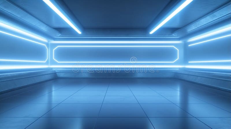 Abstract Futuristic Empty Floor and Room Sci-Fi Corridor with Light for ...