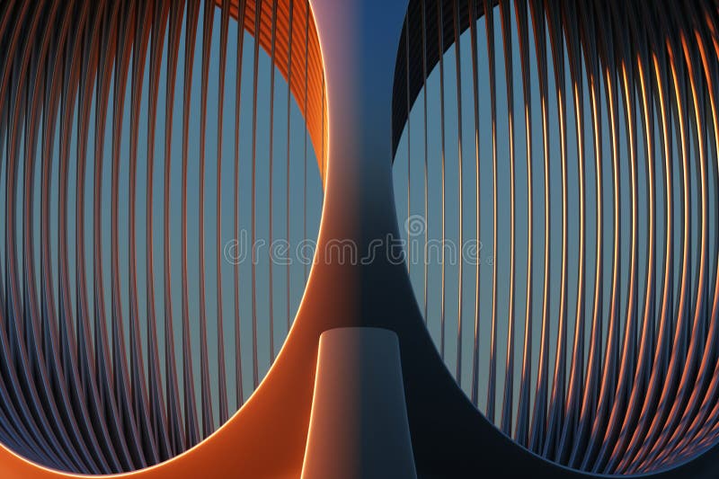 Abstract Futuristic Figure Made of Repeating Lines at Sunset Stock ...