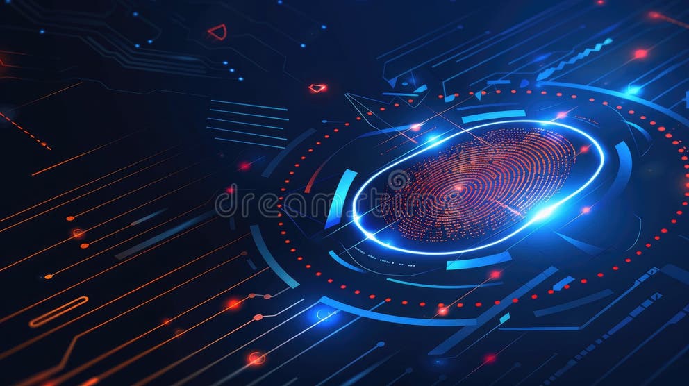 Abstract Futuristic Fingerprint Scanning Technology Interface Stock ...
