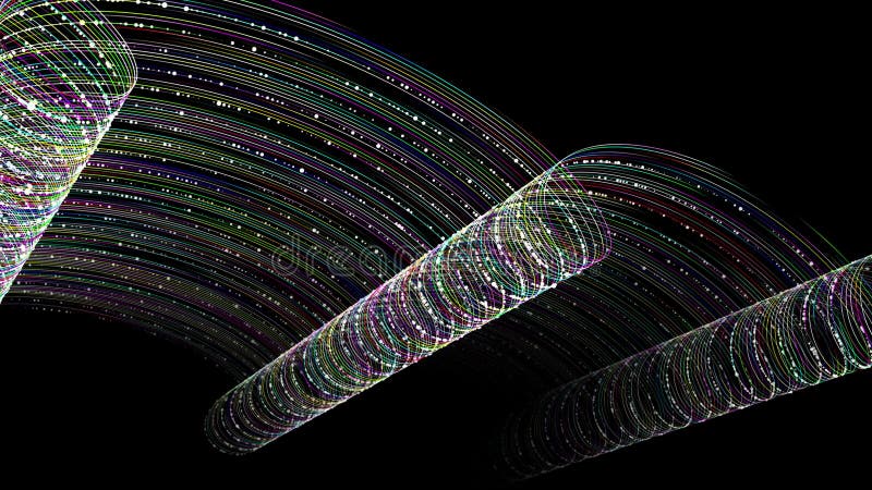 Abstract Futuristic Flow of Swirling Spiral Lines Connecting White Dots ...