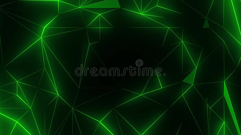 Abstract Futuristic Footage with Neon Green Net. Dark Crystal Structure ...