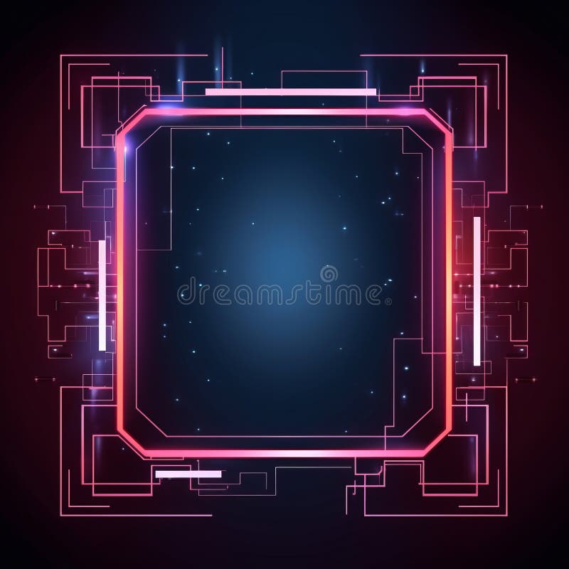 Abstract Futuristic Frame with Neon Lights on a Dark Background Stock ...