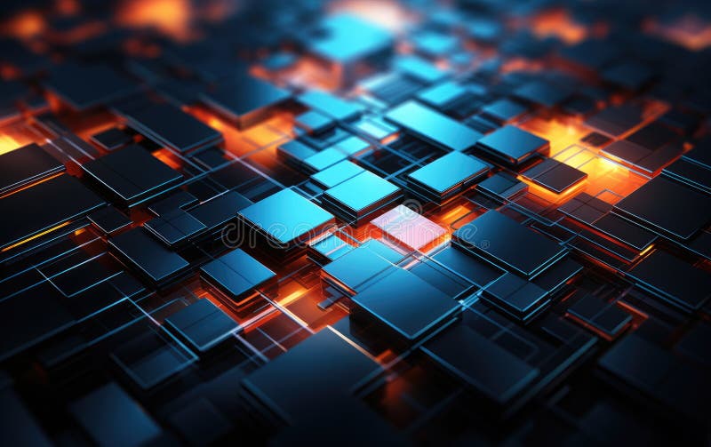 Abstract Futuristic Geometric Background in Navy Blue and Orange Colors ...