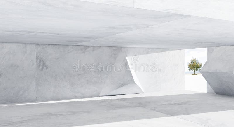 Abstract Futuristic Geometric Pattern Concrete Design Interior . Stock ...