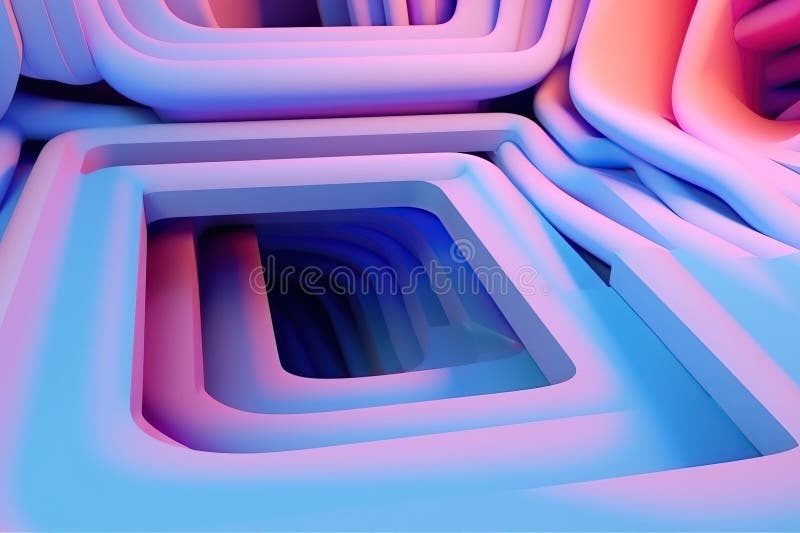 Pink and Blue Contrast Abstract Tech Background. Futuristic Room Modern ...