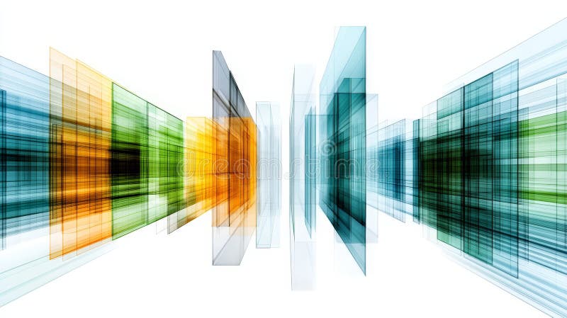 Abstract Futuristic Glass Structures Layered in Radial Perspective ...