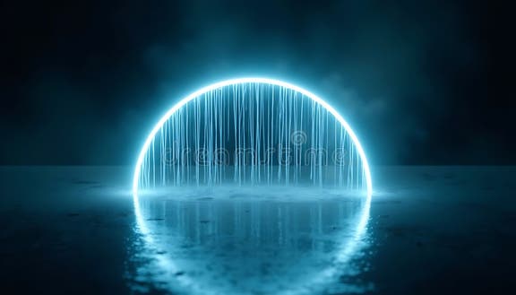 Abstract Futuristic Glowing Blue Circle Light Effect in a Dark Setting ...